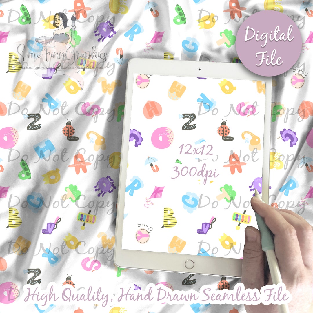 Alphabet Seamless 12x12 Digital Paper | Fabric ABC Pattern Download ...