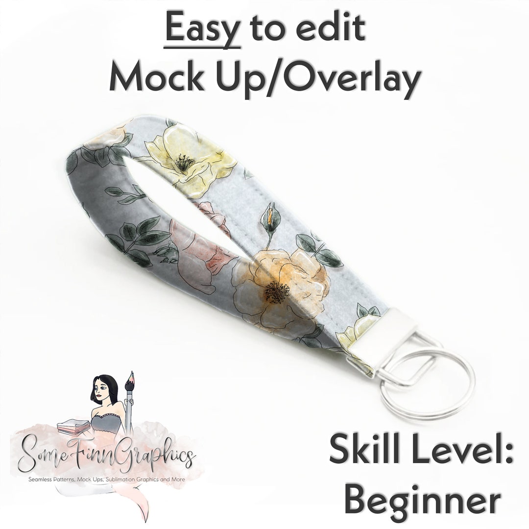 Realistic Key Ring Mock up / Keys Keychain Lanyard Accessory Textile ...