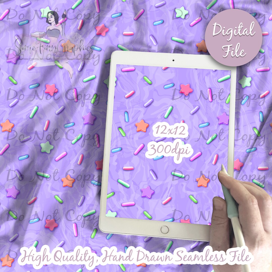 Realistic Star Sprinkles Digital Paper on Purple - Seamless Sparkle ...