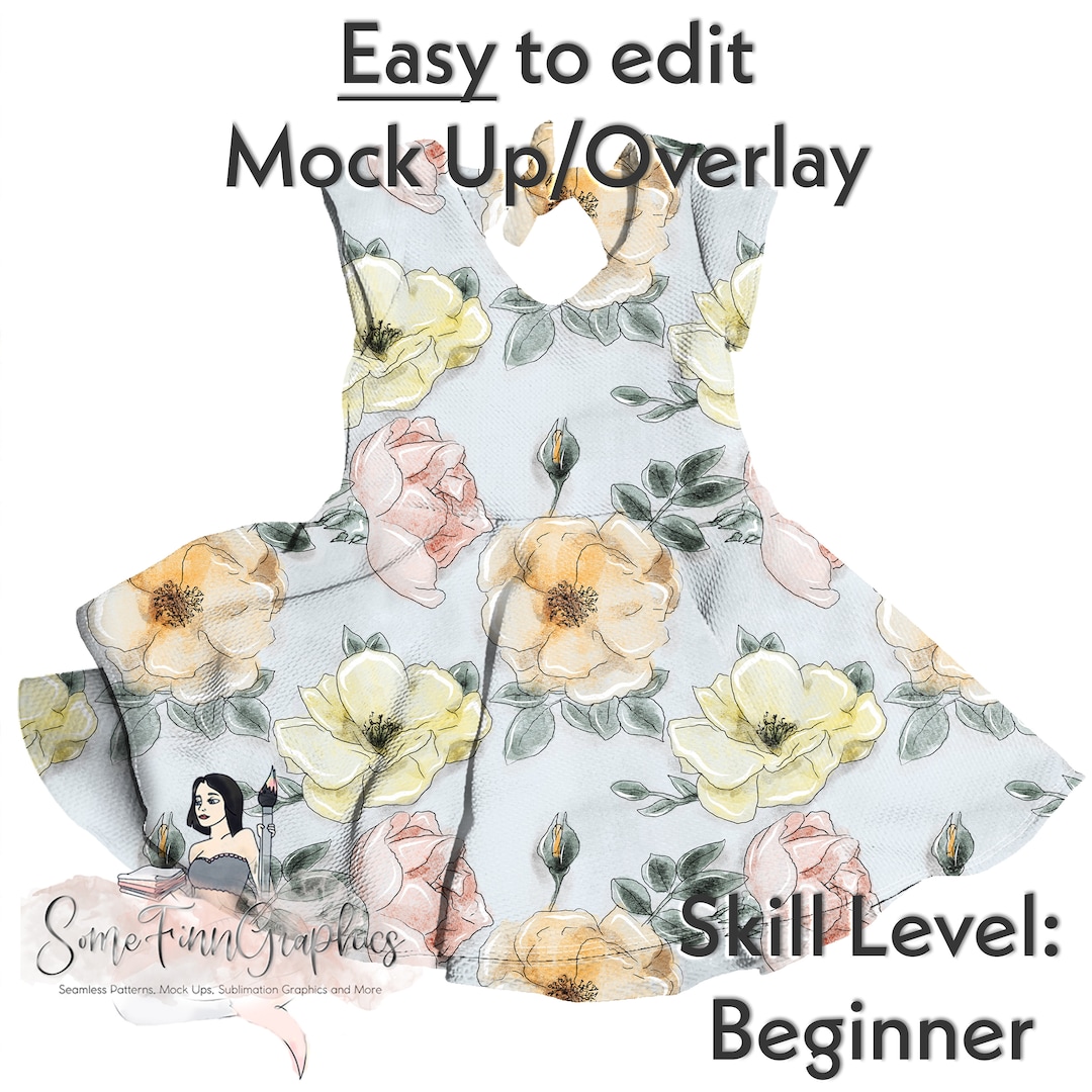 Realistic Tier Dress Mock-up / Girl Mock up / Easy Editable From Mobile ...