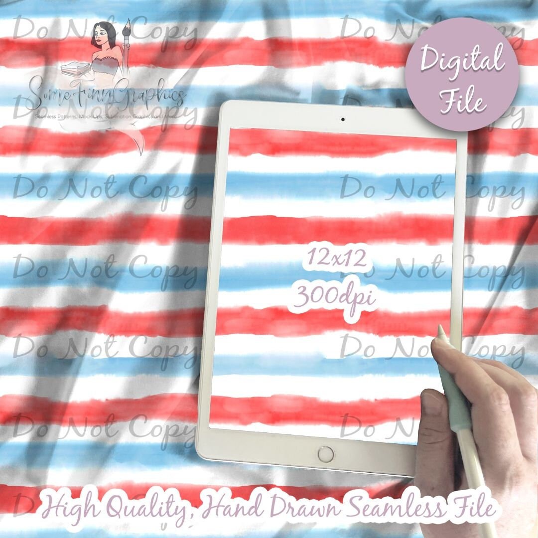 Watercolor Red White Blue Stripe Digital Paper - Seamless 4th of July ...