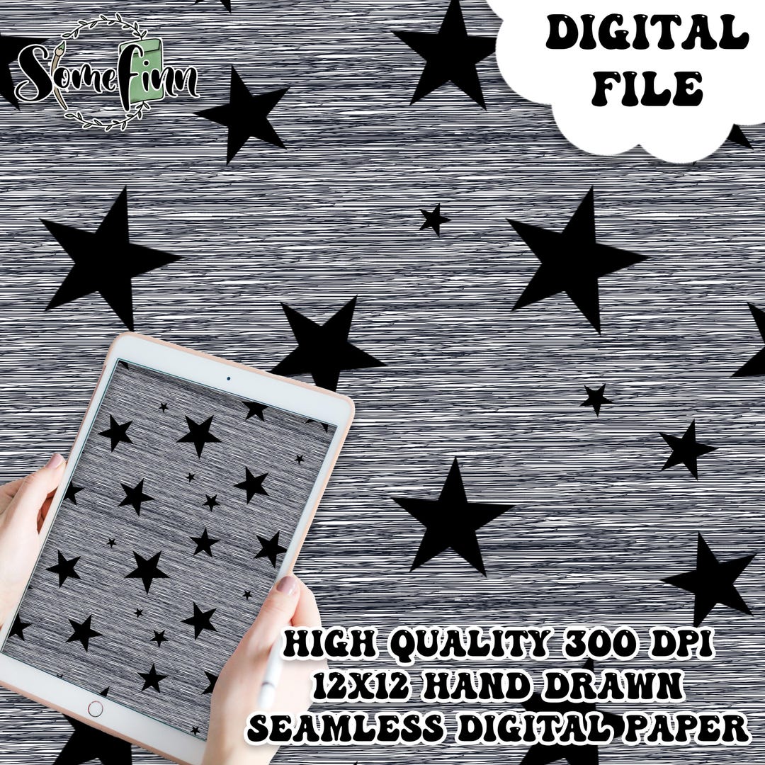 Distressed Stars Digital Paper, Seamless Star Pattern, Punk Fabric ...