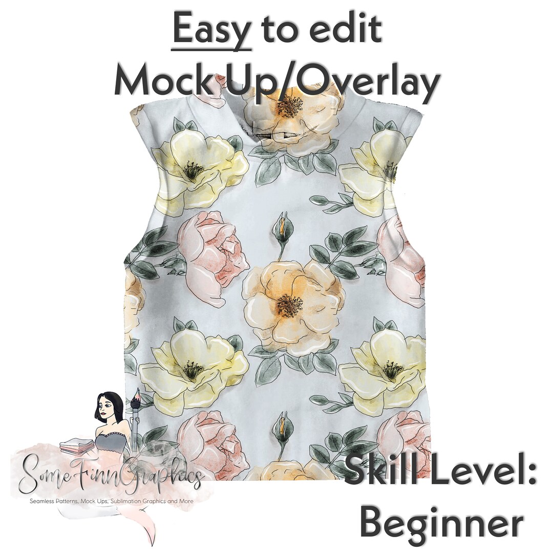 Realistic Mock Neck Sleeveless Shirt Mock-up / Easy Shirt Mock up ...