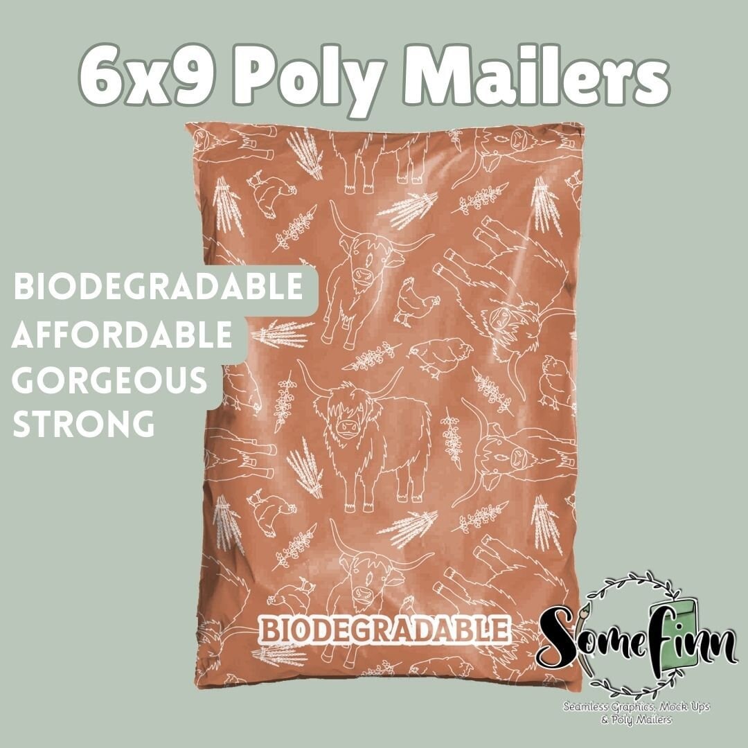 Poly Mailers 6x9, Poly Bags, Shipping Bags for Small Business, Cow ...