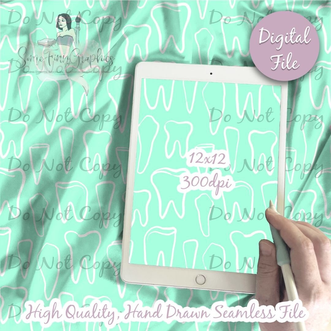 Teeth Seamless 12x12 Digital Paper | Fabric Dentist Pattern Download ...