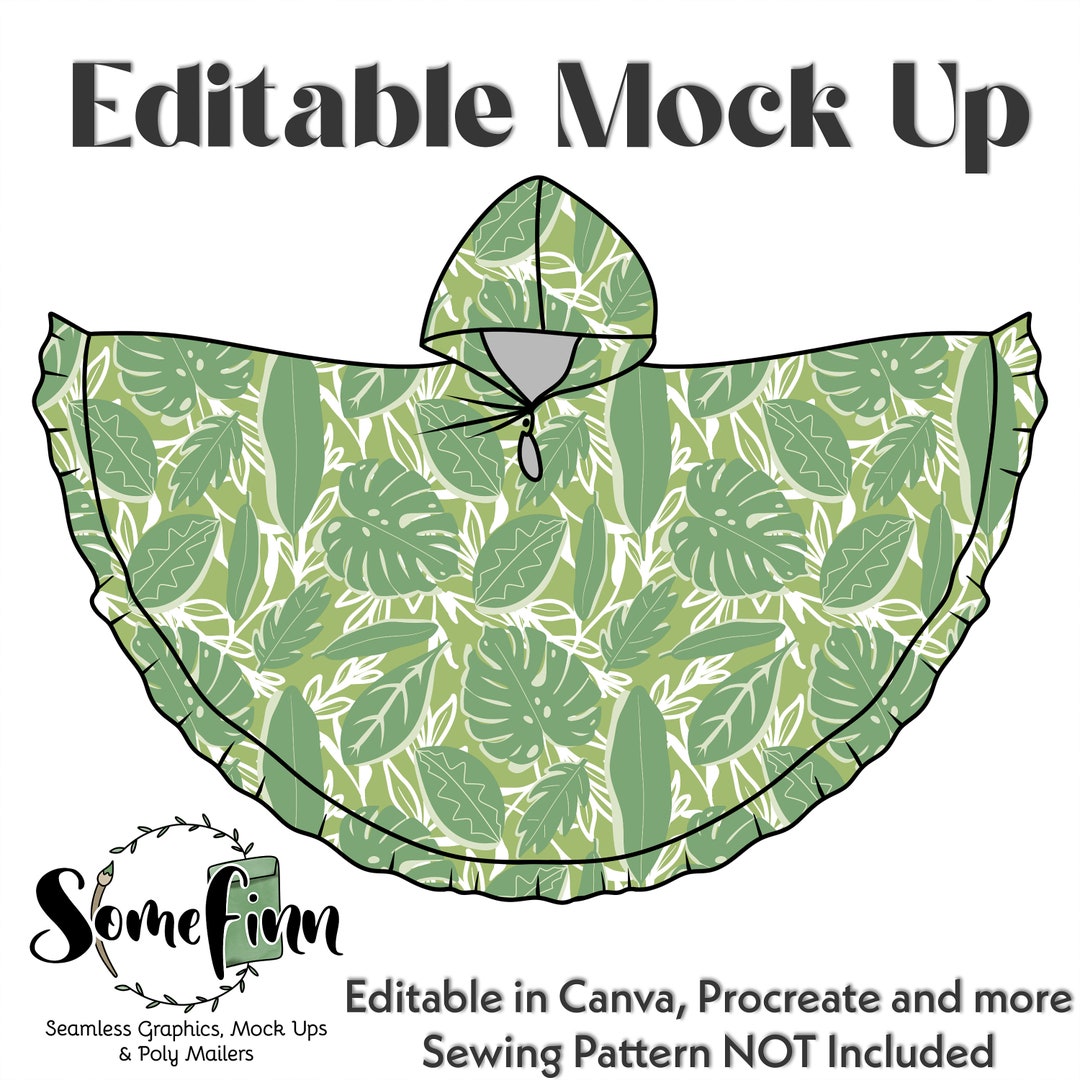 Hooded Poncho Mock-up / Fabric Mock up / Digital Mock up for Quilt ...