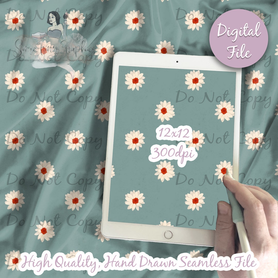 Daisy Floral Digital Paper Seamless Daisies Flower Pattern, Custom ...