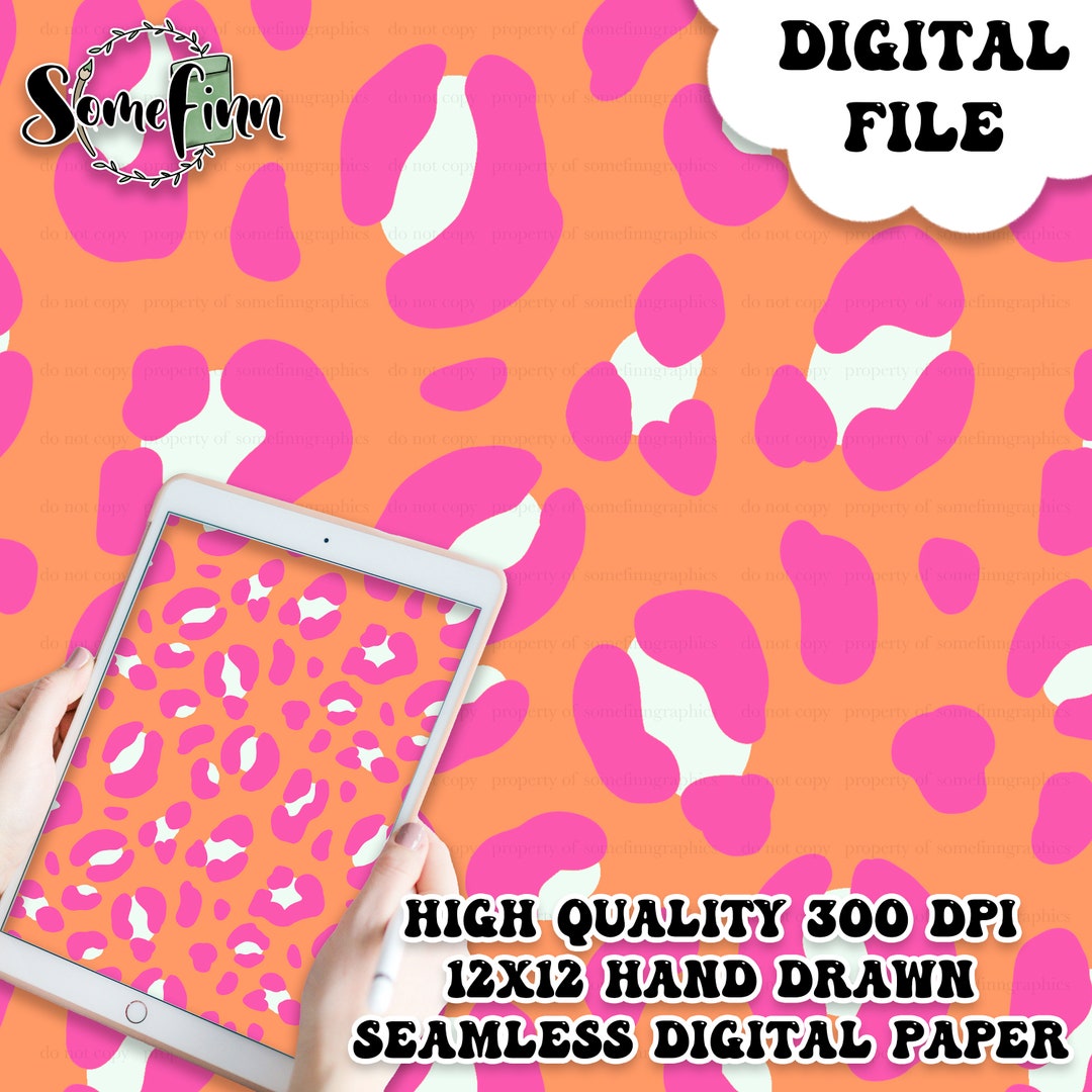 Neon Cheetah Print Seamless Pattern, Animal Print, Hot Pink, Orange ...