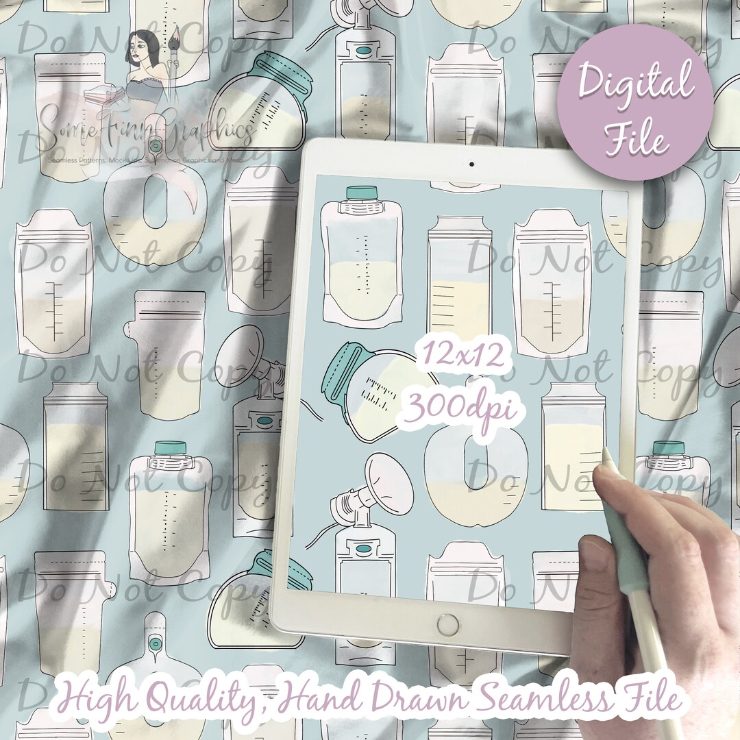 Pumped Breastmilk Seamless Pattern / Breastfeeding Digital Seamless ...