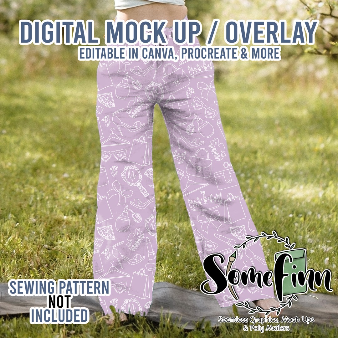 Realistic Womens Pants Mock Up, Repeating Digital Paper, Background ...