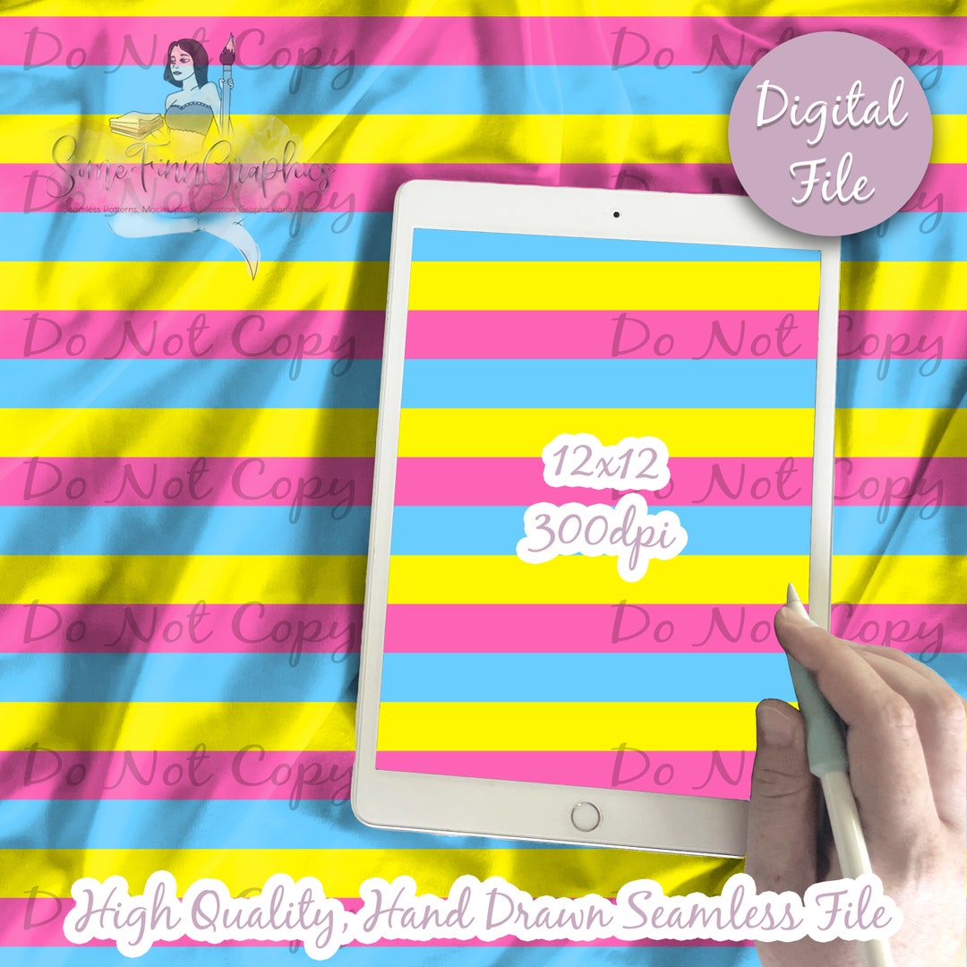 BOLD Fancy Stripes Seamless Pattern Design / Pink Blue Yellow Stripe ...