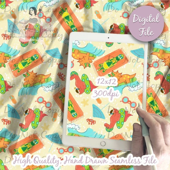 Summer Dinosaurs Digital Seamless Paper Cute Dino Pattern - Etsy