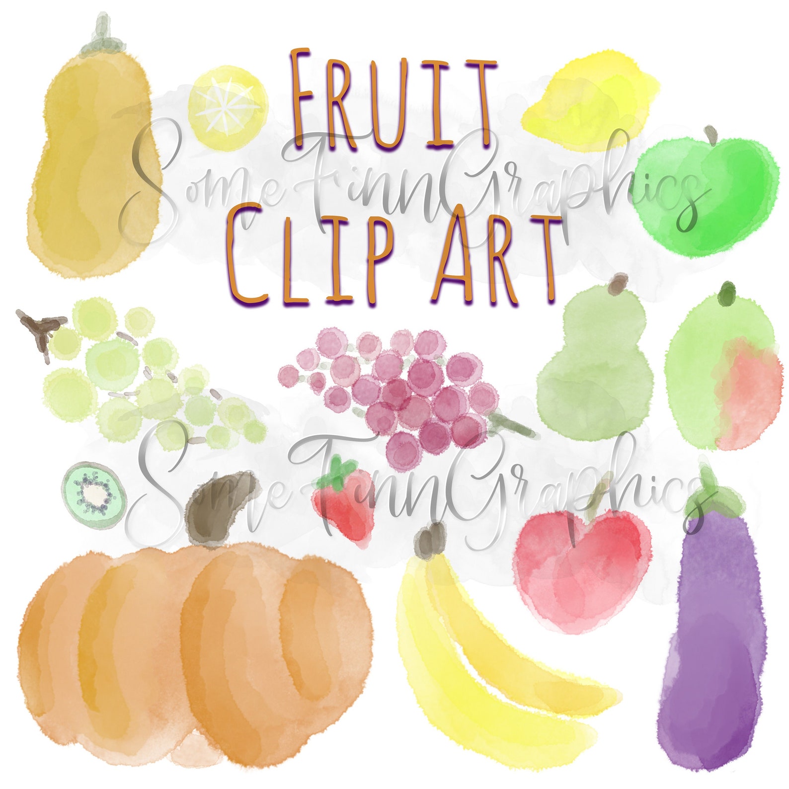 Watercolor Fruit Clipart Watercolor Fruits Clipart - Etsy