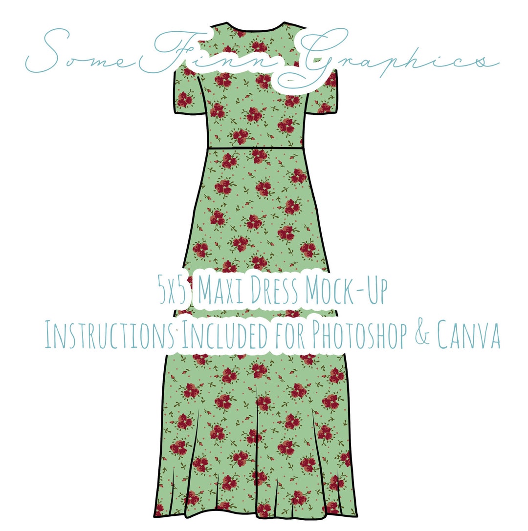 Maxi Dress Mock-up / Long Dress Mock up / T-shirt Dress Digital Mock up ...
