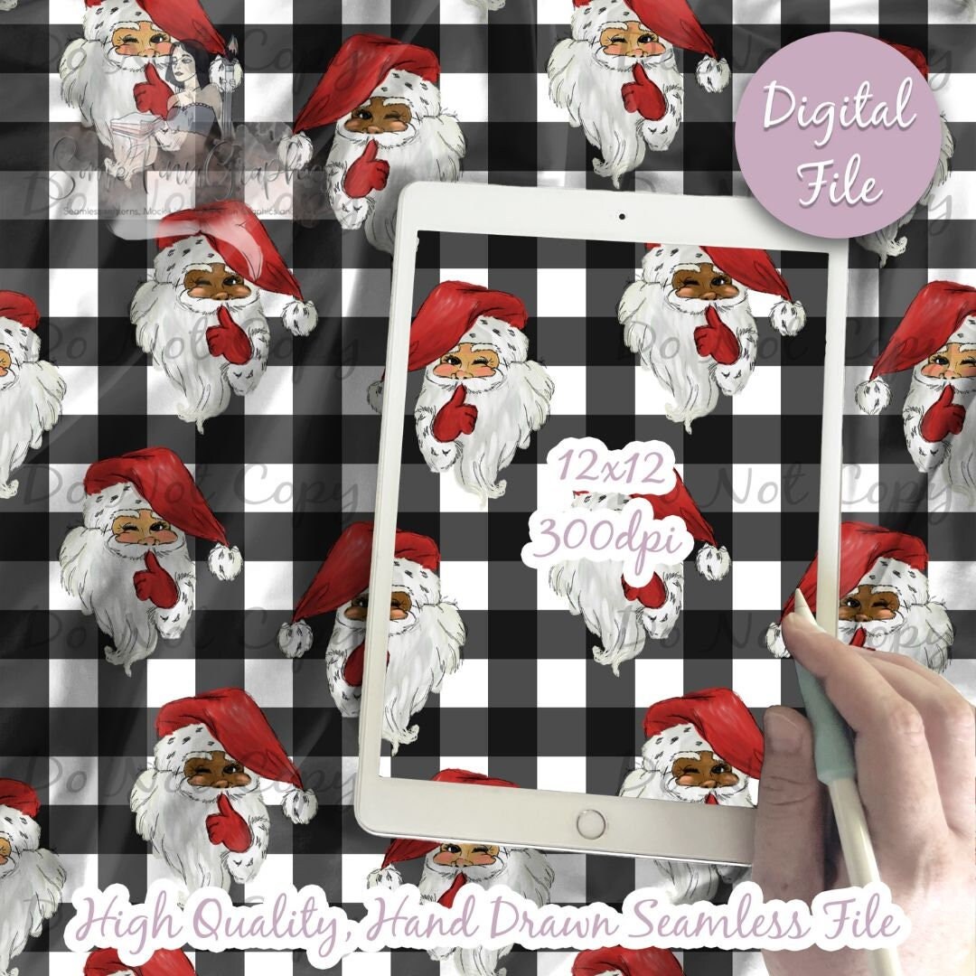 Buffalo Plaid Christmas Digital Paper - Seamless Xmas Santa Pattern ...