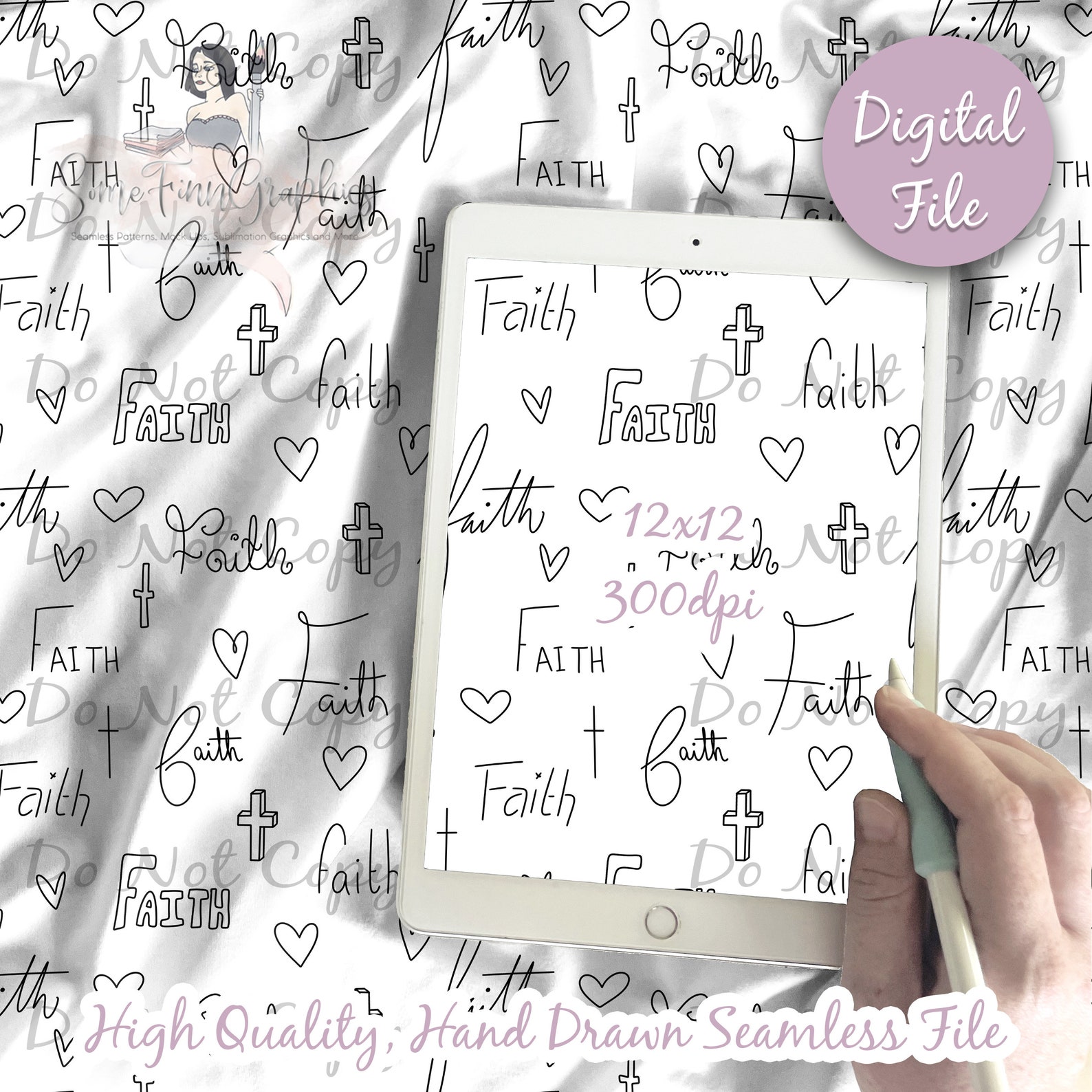 Faith Digital Paper Seamless Jesus Easter Cross Pattern, Palm Sunday ...