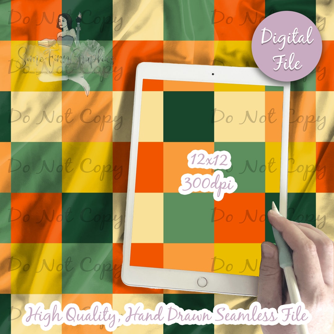 Checkered Autumn Fall Digital Paper - Seamless Pattern, Trendy Colors ...