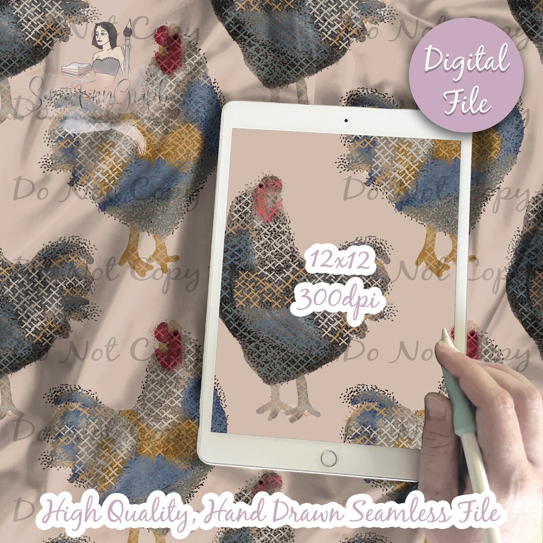 Country Chicken Seamless Pattern, Chickens Farm Animal Eggs, Sketchy ...