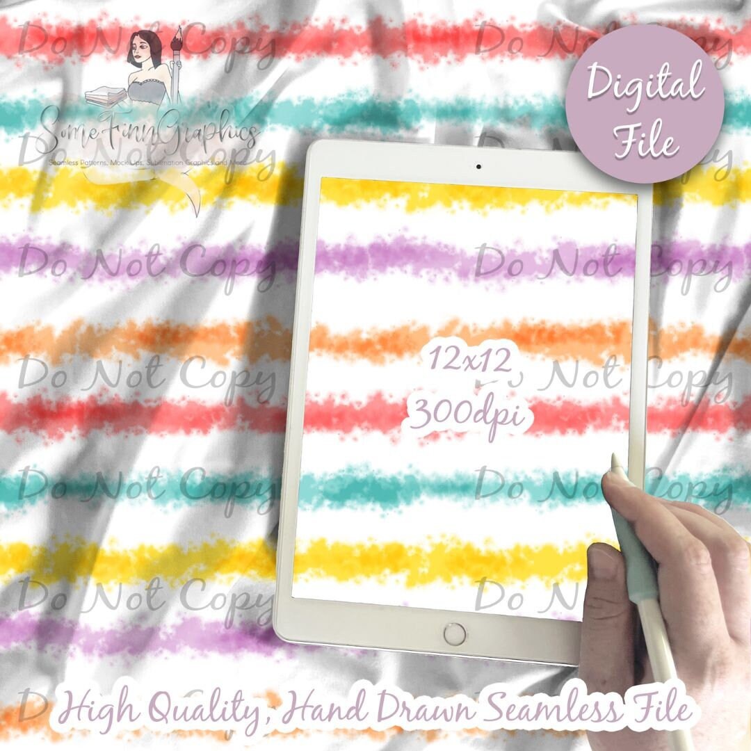 Watercolor Stripes Digital Paper, Seamless Watercolor Pattern, Summer ...