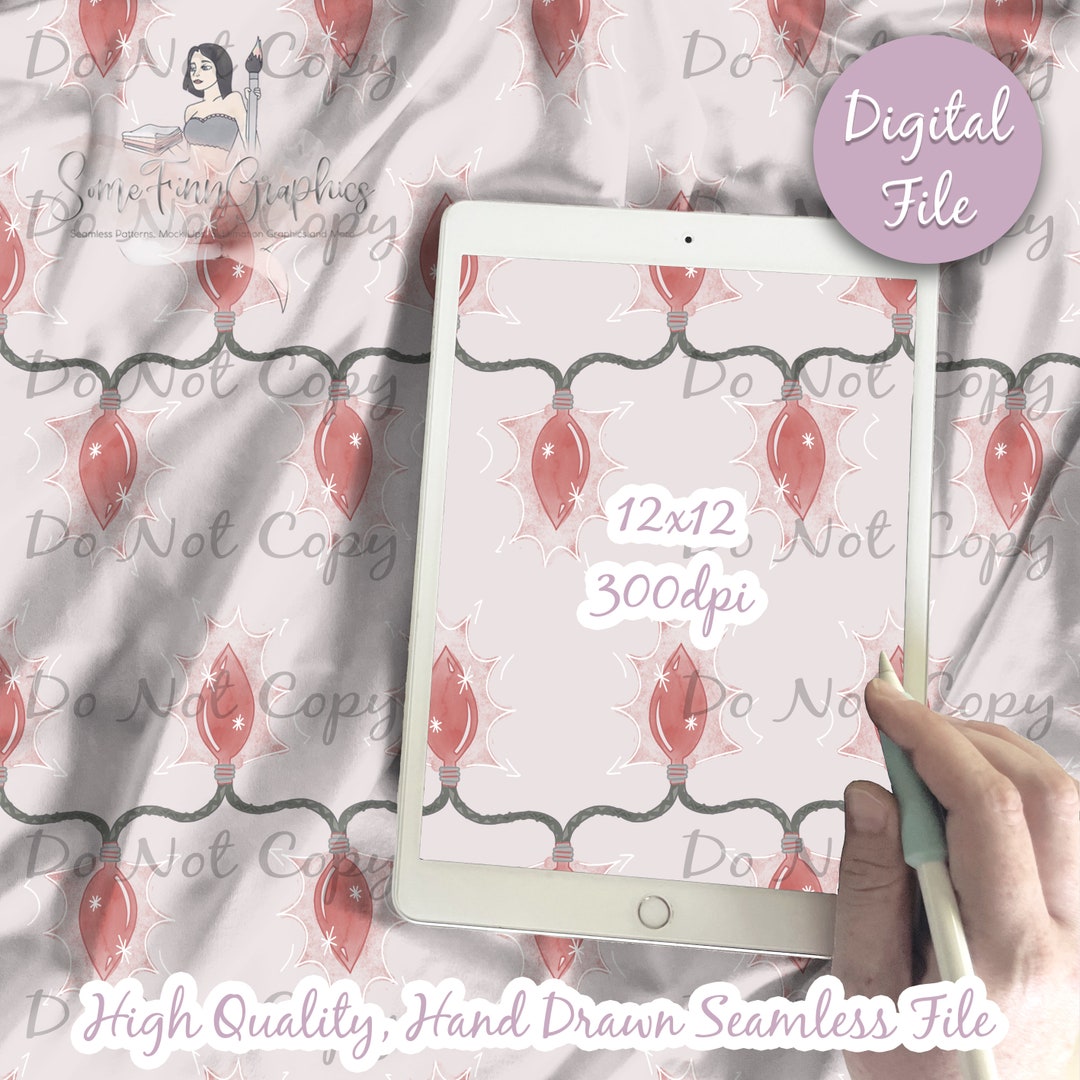 Red Christmas Lights Digital Paper - Seamless Christmas Tree Light Gold ...