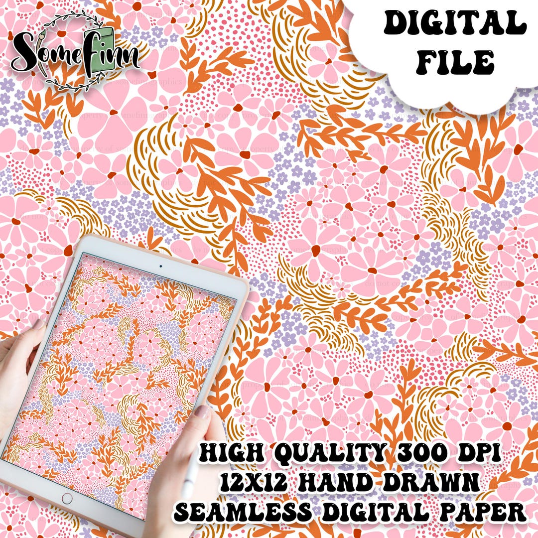Floral Seamless 12x12 Digital Paper | Fabric Pink Pattern Download ...