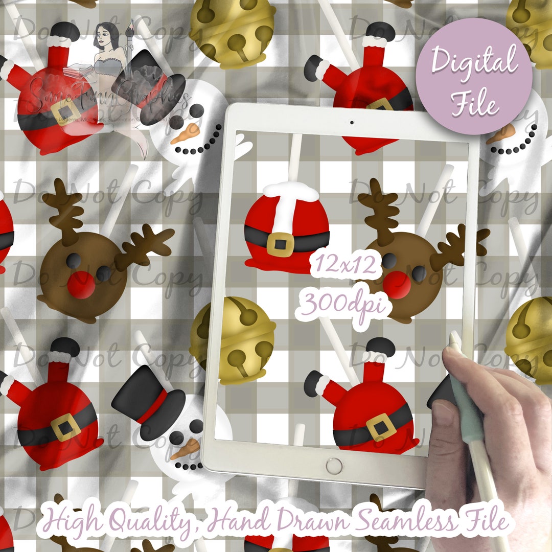 Christmas Cake Pops Digital Paper - Seamless Winter Pattern, Xmas ...