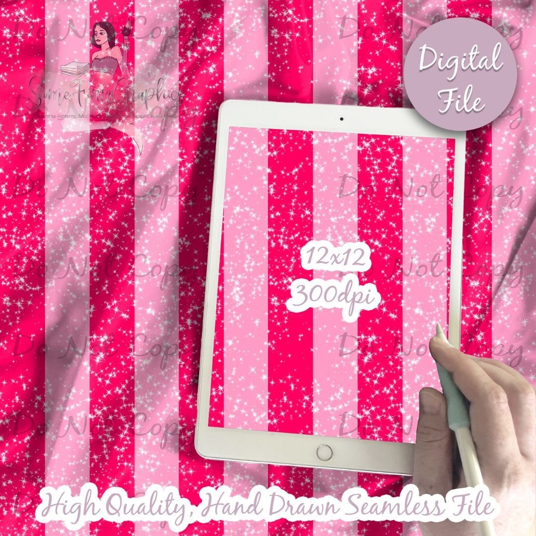 Pink Sparkle Stripes Digital Paper, Seamless Stripe Pattern, Fabric ...