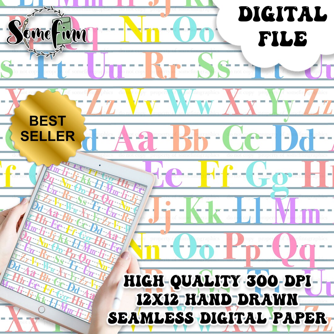 Alphabet Seamless 12x12 Digital Paper | Fabric ABC Pattern Download ...