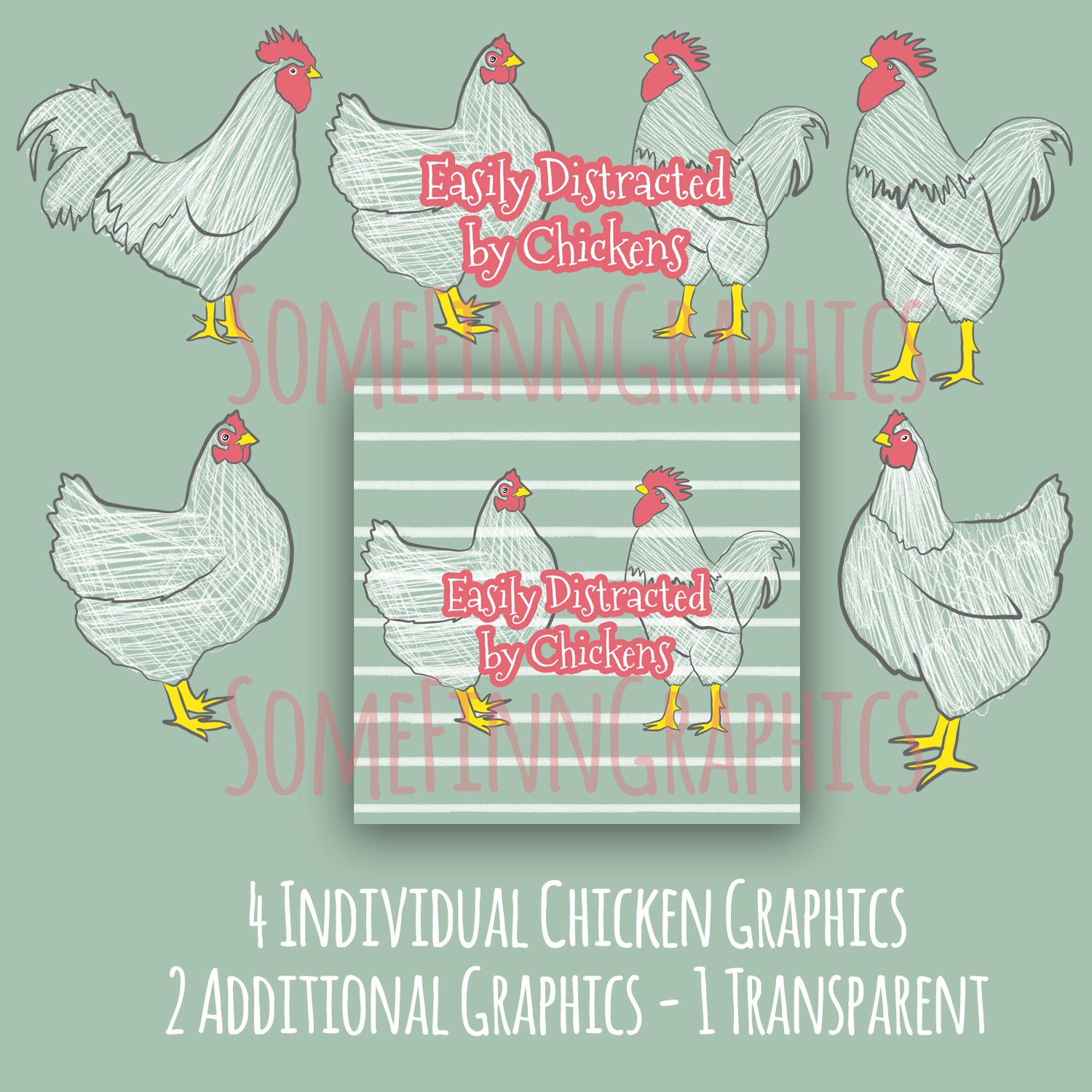 Chickens Digital Graphic Farm Clip Art PNG Printable - Etsy