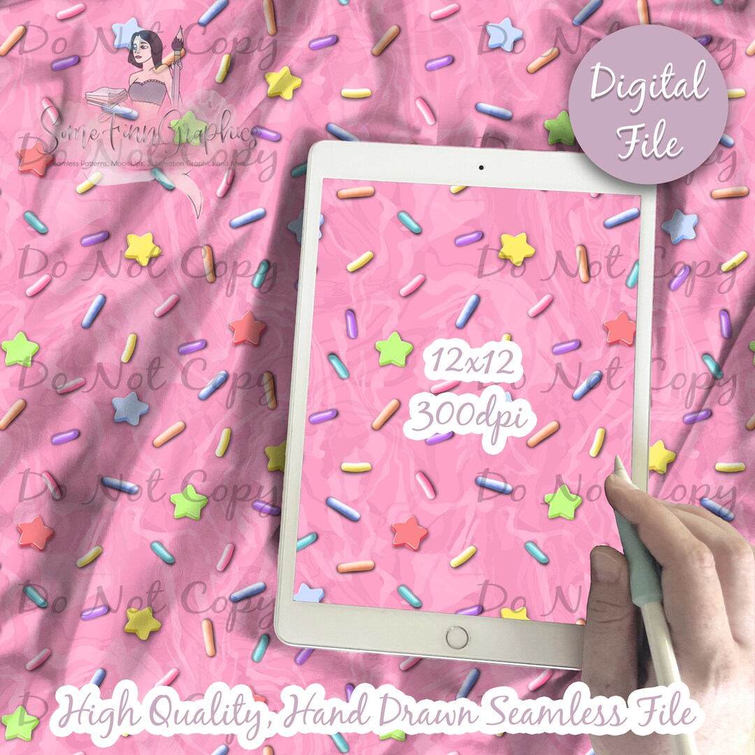 Realistic Star Sprinkles Digital Paper on Pink - Seamless Sparkle ...
