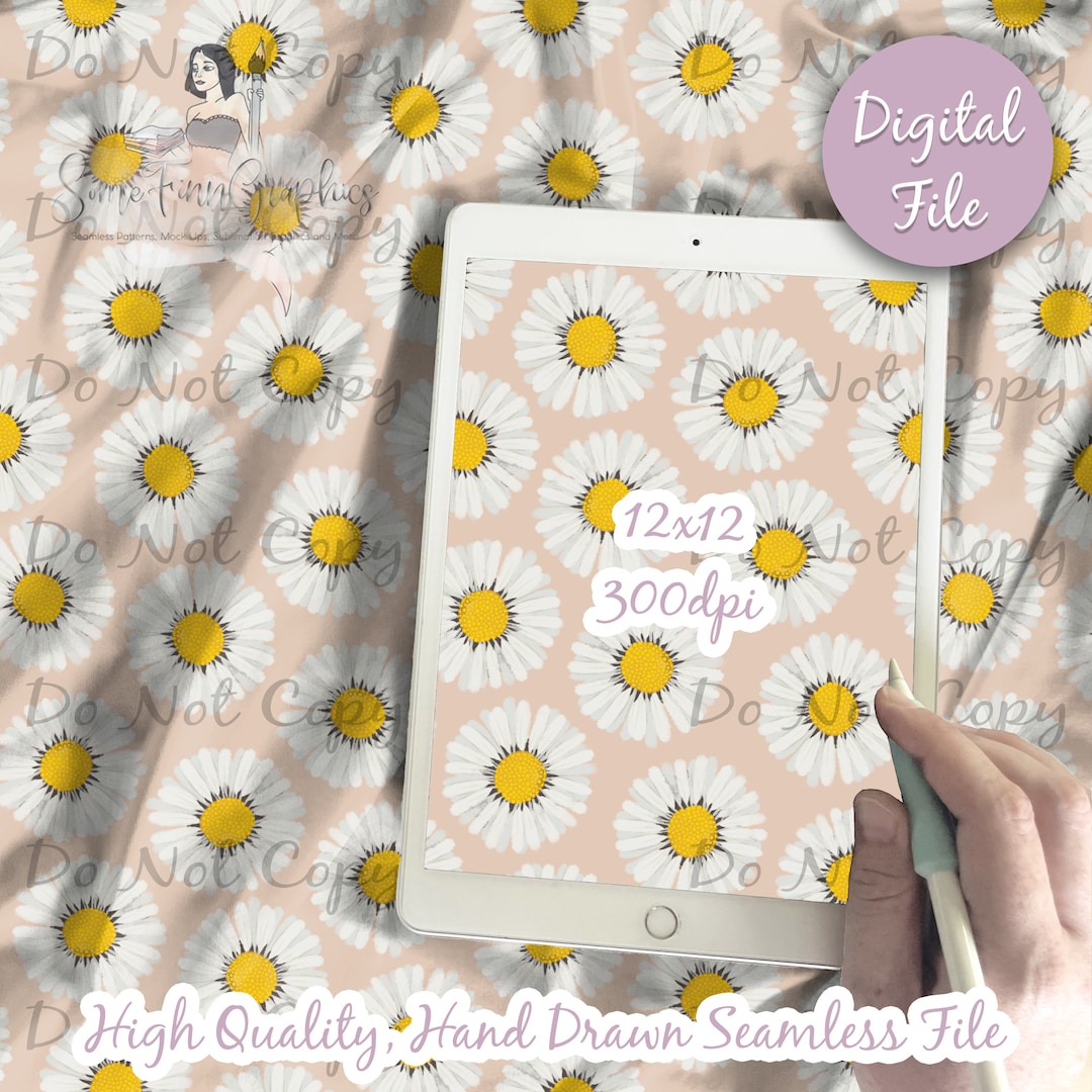 Daisy Floral Digital Paper - Seamless Daisies Flower Pattern, Custom ...