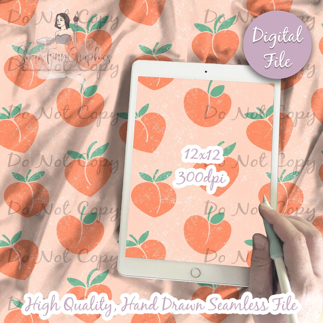 Peaches Digital Paper - Seamless Peach Pattern, Fruit Fabric, Printable ...