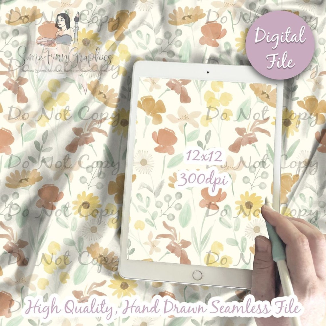 Watercolor Floral Seamless Digital Paper Pattern, Fabric Design or ...