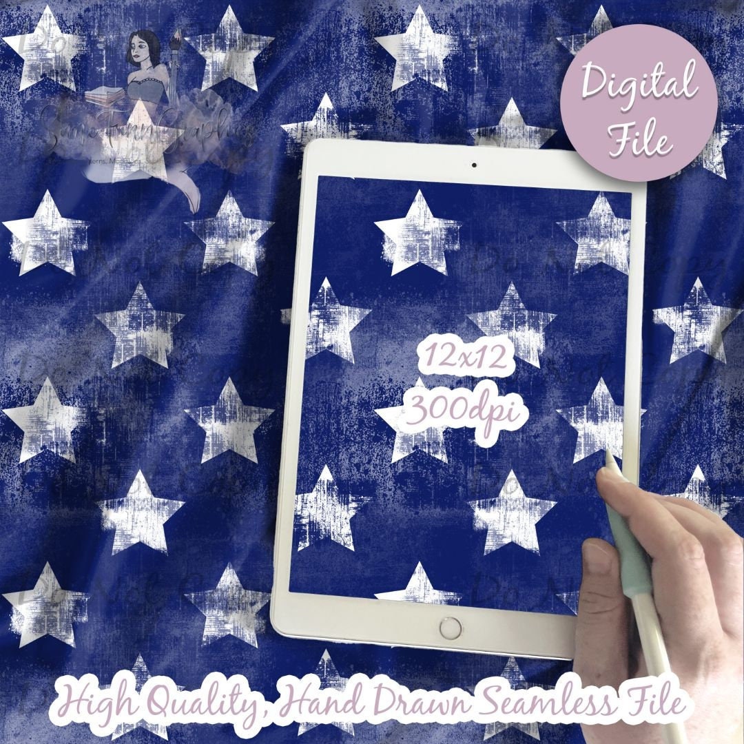 Distressed Stars Digital Paper Seamless 4th of July Pattern - Etsy