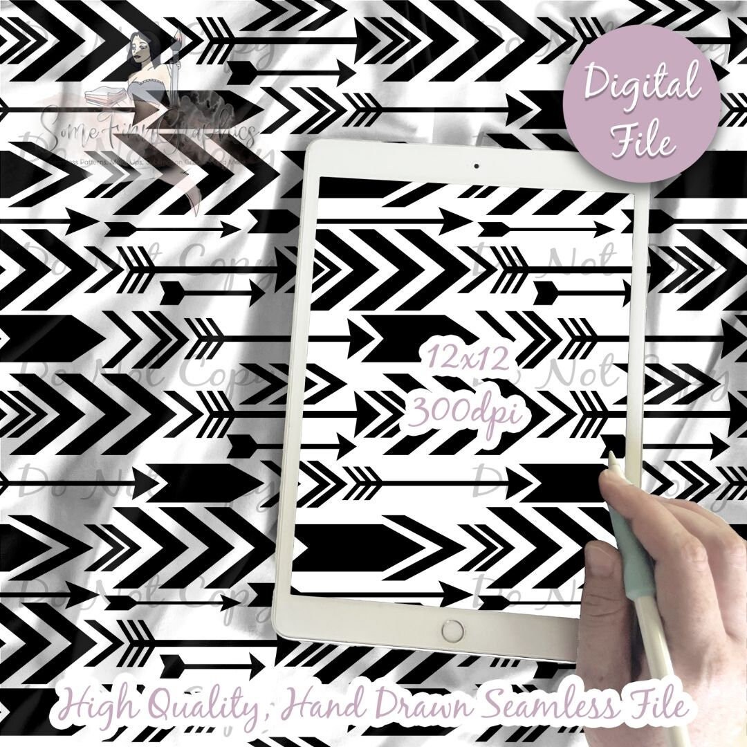 Boho Arrows Texture Shapes Seamless Design Pattern / Arrow Black and ...