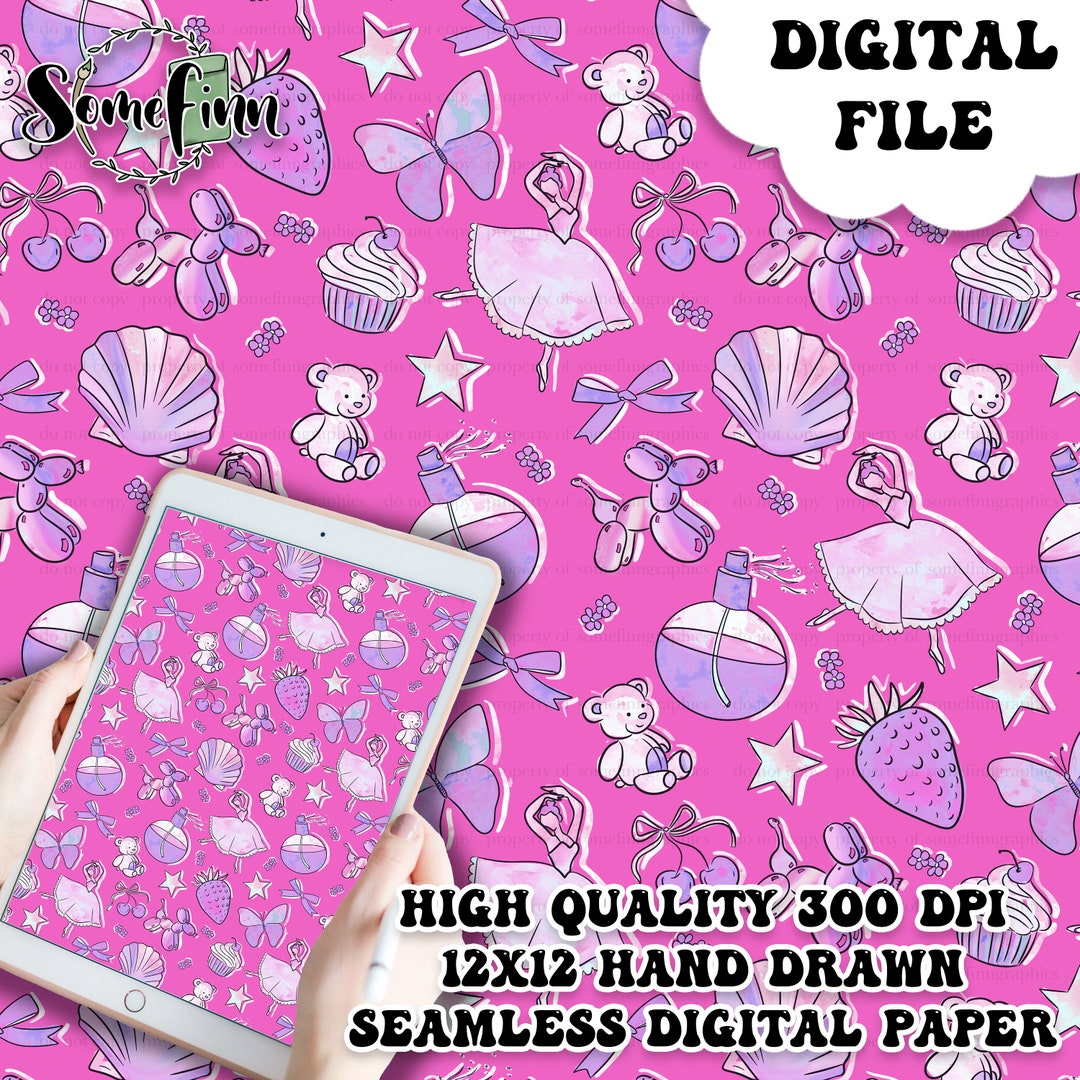 All Things GIRL Digital Paper, Seamless Ballet Pattern, Ballerina ...