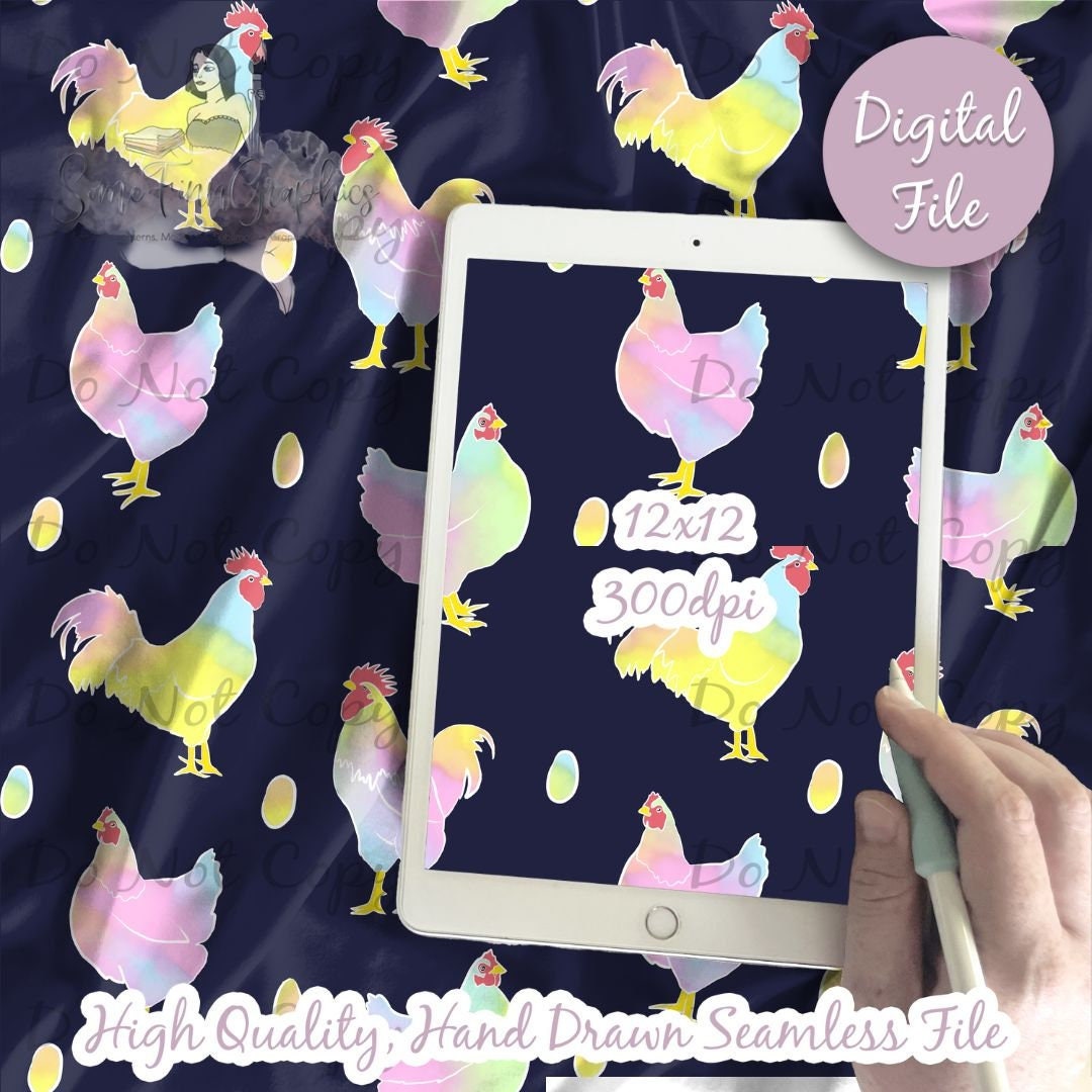 Tie Dye Chicken Seamless Pattern, Chickens Farm Animal Eggs Tie-dye ...