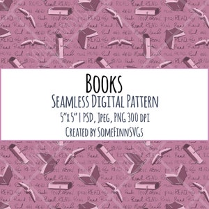 Read Books Digital Paper - Seamless Books Pattern, Custom Book Fabric ...