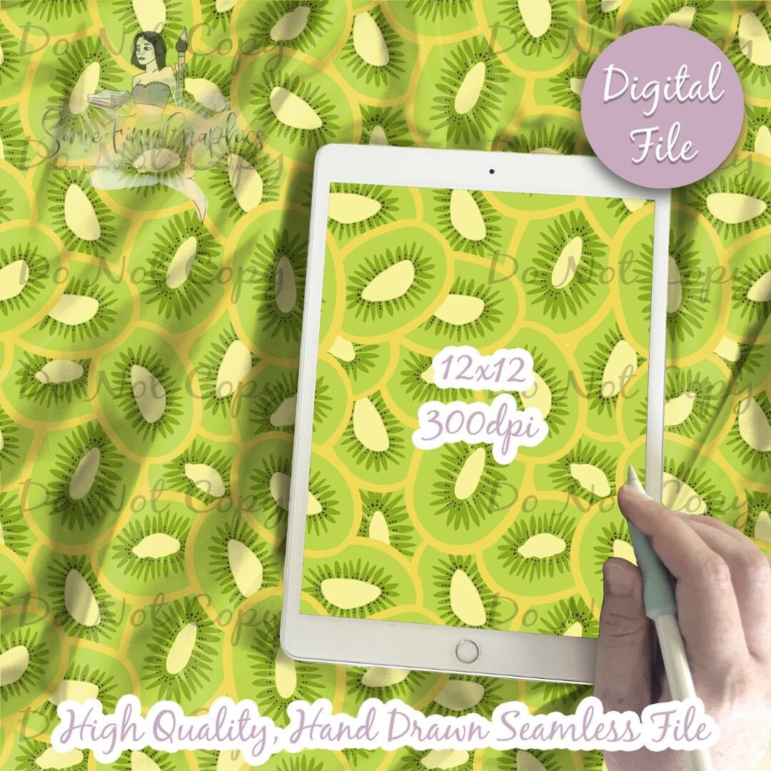 Kiwis Digital Paper, Seamless Fruit Pattern, Kiwi Slices Fabric ...