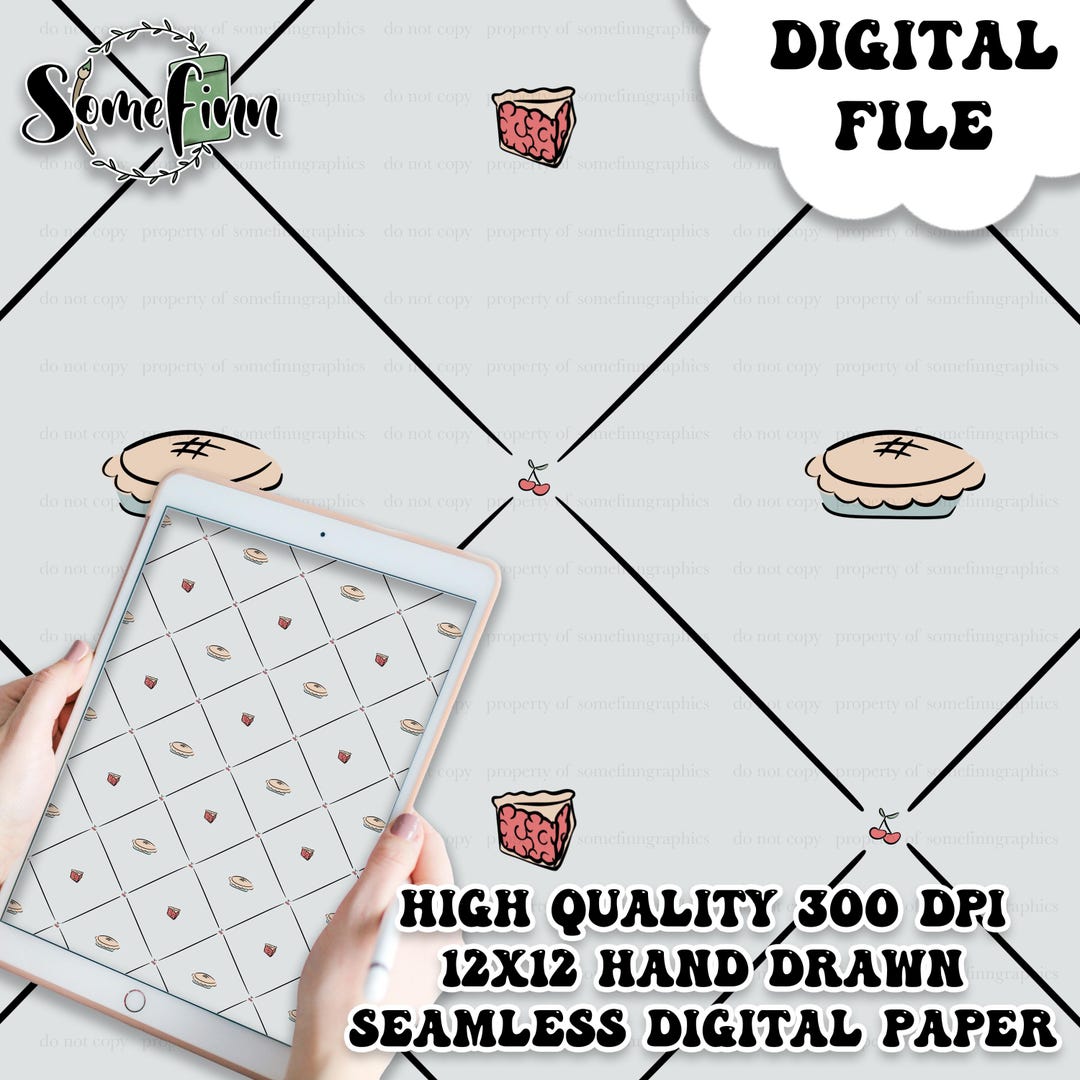 Vintage Cherry Pie Digital Paper, Seamless Homestead Pattern, Homestead ...
