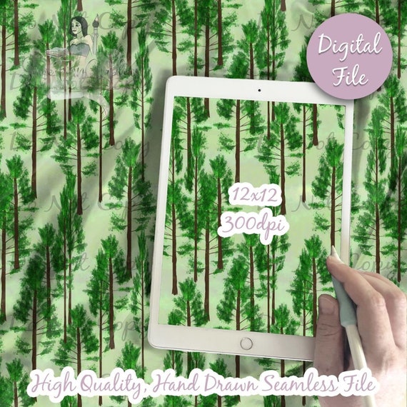 Forest Tree Digital Paper Seamless Trees Pattern Fir Tree - Etsy