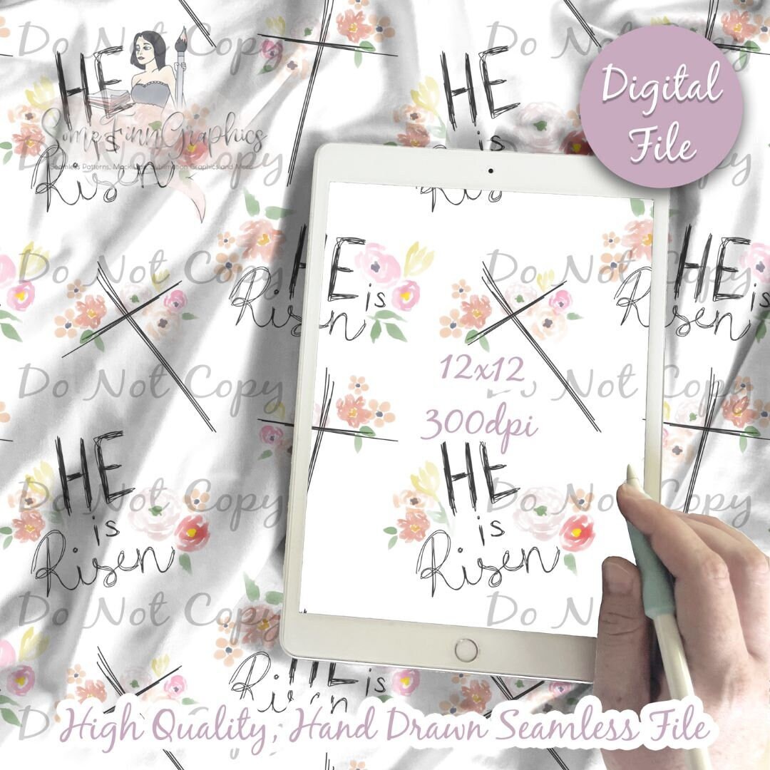 He is Risen Easter Jesus Digital Paper - Seamless Cross Crown Thorns ...