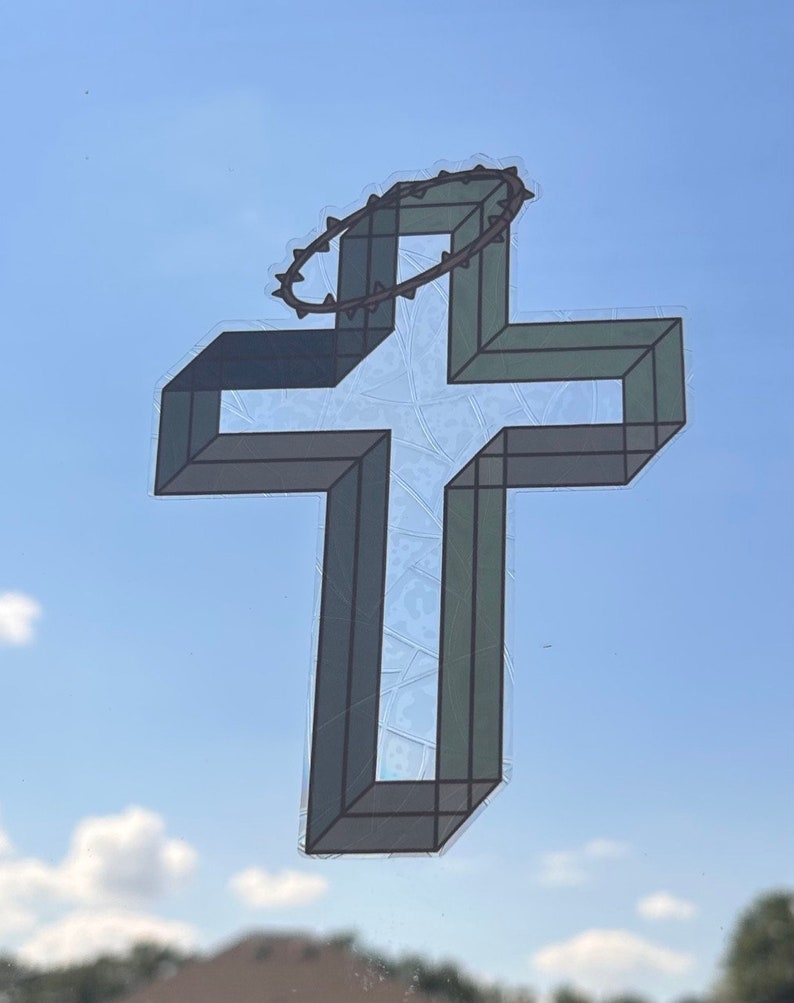 Cross Suncatcher Sticker for Windows, Removable Christian Window Cling ...