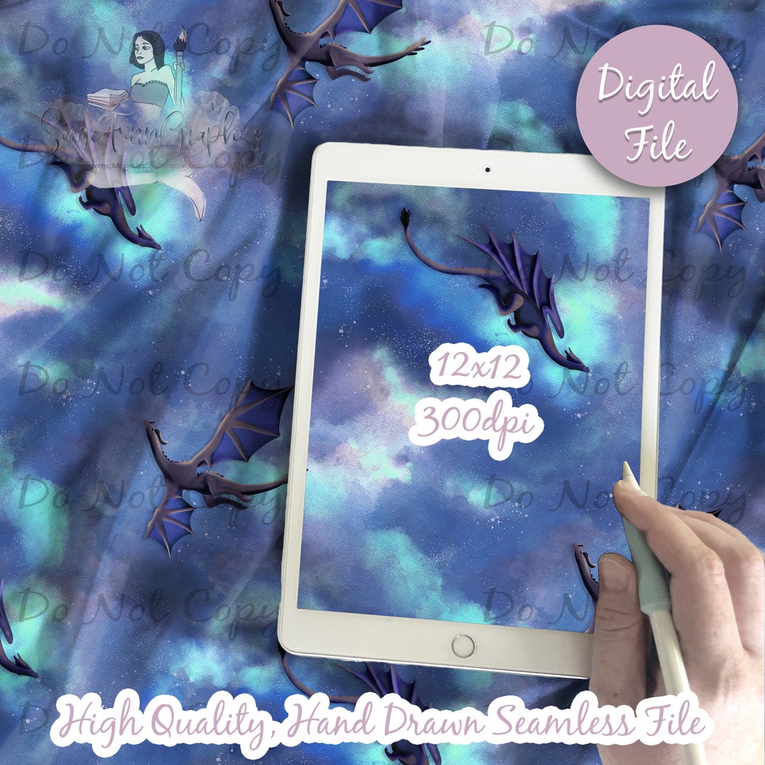 Dragons Digital Paper - Seamless Dragon Pattern, Dragons Flying Fabric ...