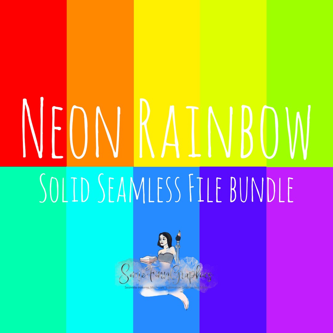 10 Neon Rainbow Solid Seamless Files Bundle Digital Paper - Seamless ...