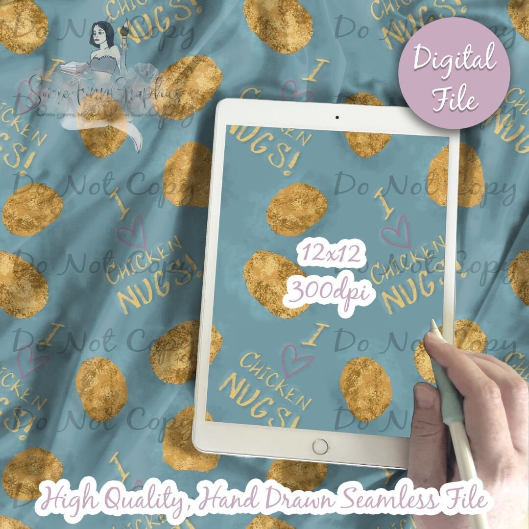 I Love Chicken Nugs // Chicken Nuggets Seamless Pattern - Etsy