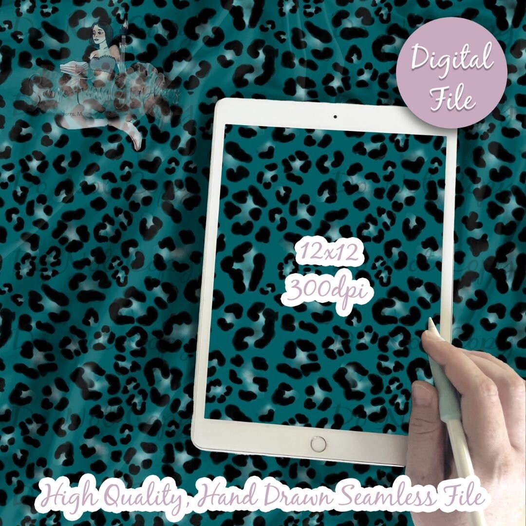 Teal Cheetah Print Digital Paper, Seamless Pattern for Fabric and ...