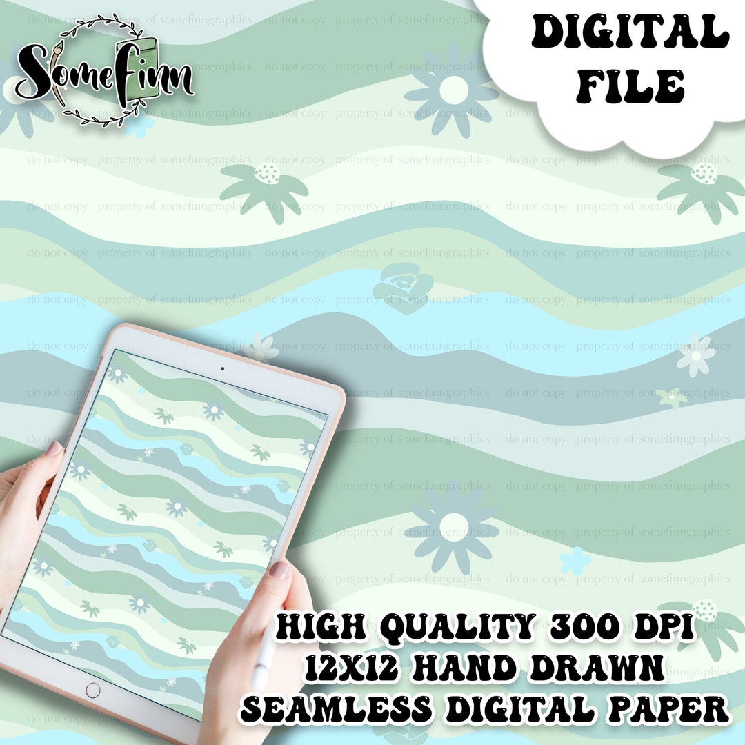 Retro Waves and Flowers, Texture Seamless Pattern Design / Wave for ...