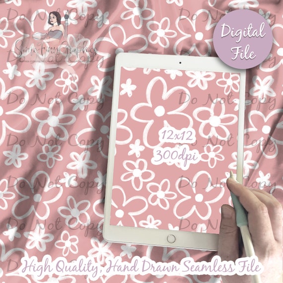 Cute Pink Floral Seamless Digital Paper Pattern Fabric Design - Etsy