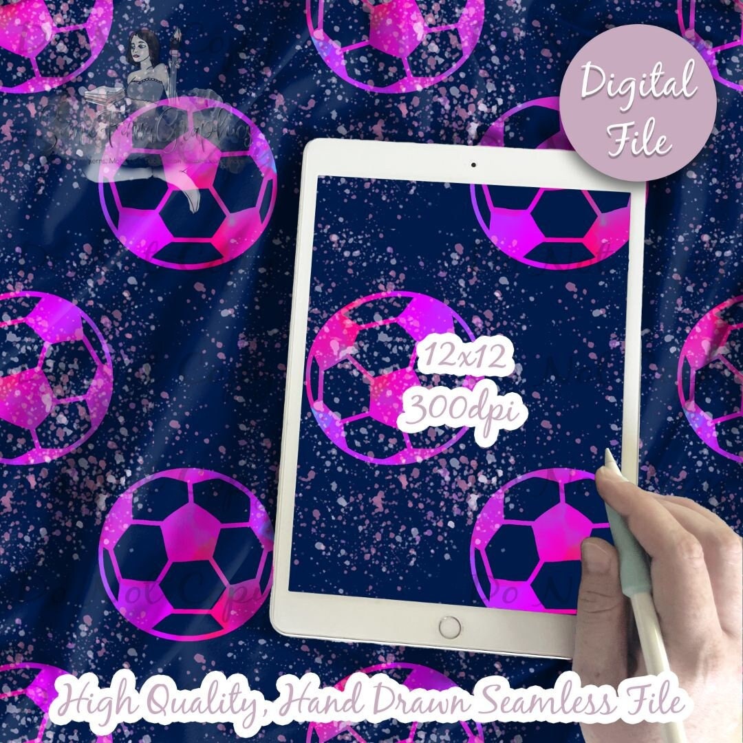 Soccer Neon Splatter Digital Paper, Seamless Pattern, Soccer Fabric ...